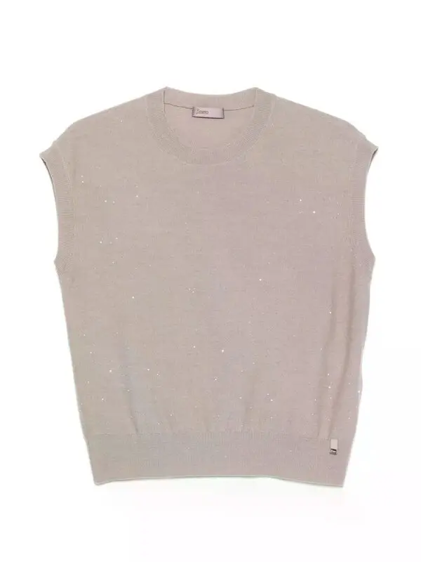 Herno Sequin-embellished Cap-sleeve Vest - Neutrals