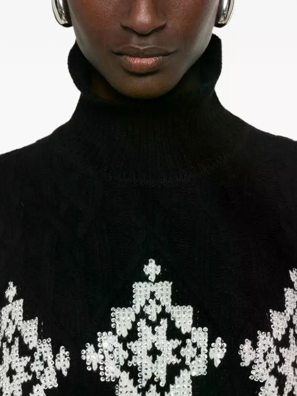 ERMANNO FIRENZE Cable-knit Sequin-embellished Jumper