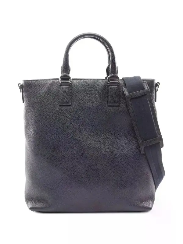 Gucci 2000s Grained Leather Tote Bag - Blue