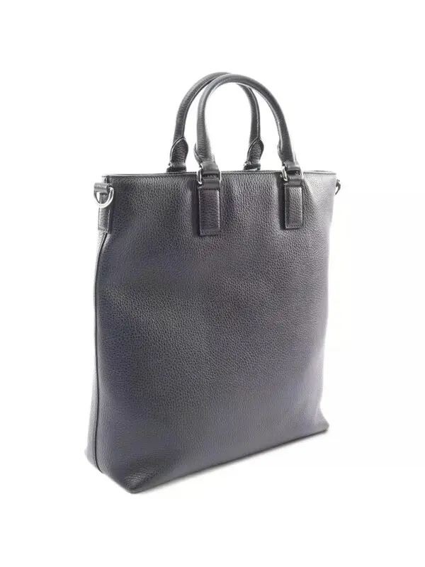 Gucci 2000s Grained Leather Tote Bag - Blue