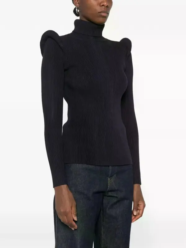 Elisabetta Franchi Padded-shoulder Ribbed-knit Sweater