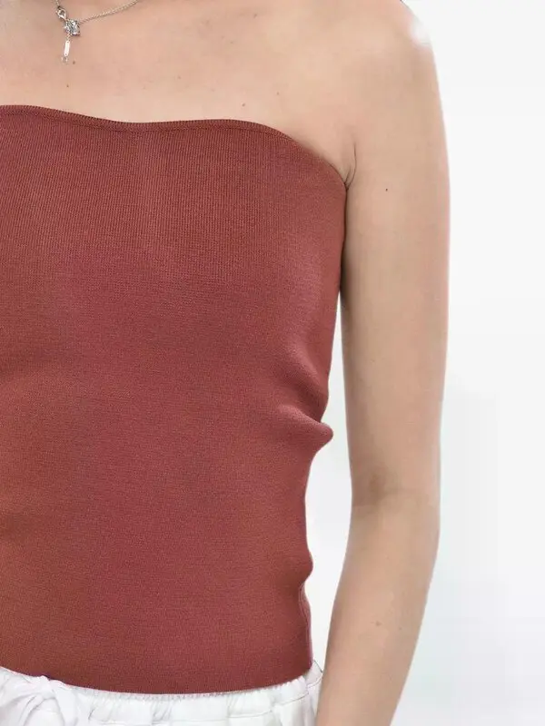 SUPER BLOND Elasticated Knitted Tube Tank Top - Brown