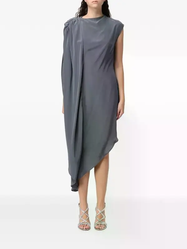 CRIDA MILANO Peonia Asymmetric Midi Dress - Grey