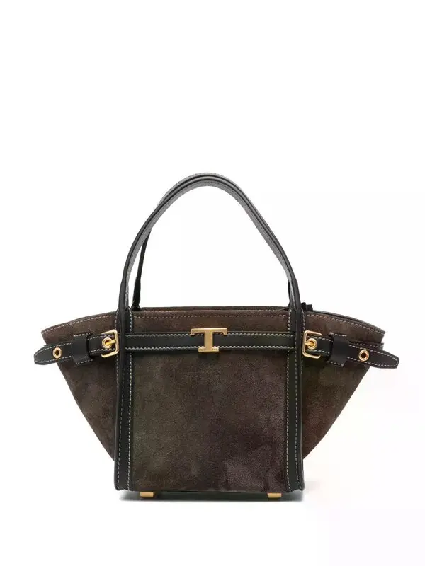 TOD'S Mini T Timeless Buckle-detail Tote Bag - Brown