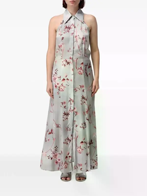 CRIDA MILANO Campanula Floral-print Maxi Dress - Grey