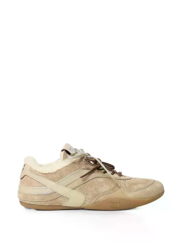 Miu Miu Shearling-lined Suede Sneakers