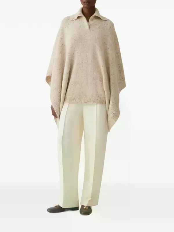 Fabiana Filippi Flecked-knit Button-collar Cape