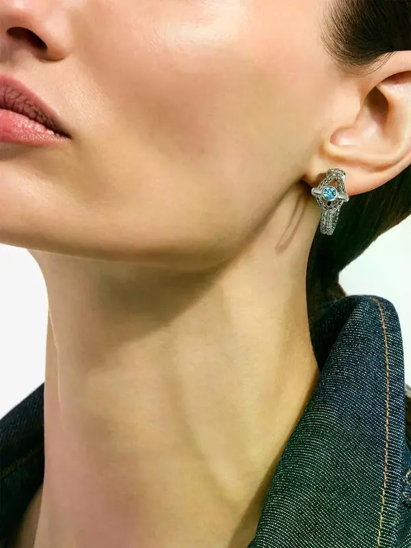 John Hardy Icon Blue Topaz Hoop Earrings