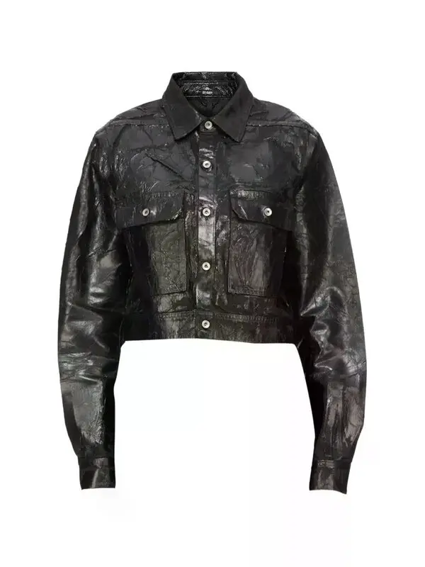 Rick Owens Cropped Outershirt With Cape Sleeve Slits - Black