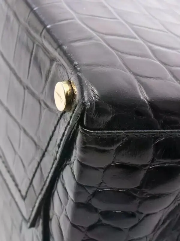 FERRAGAMO 2010s Vala Croc-embossed Handbag