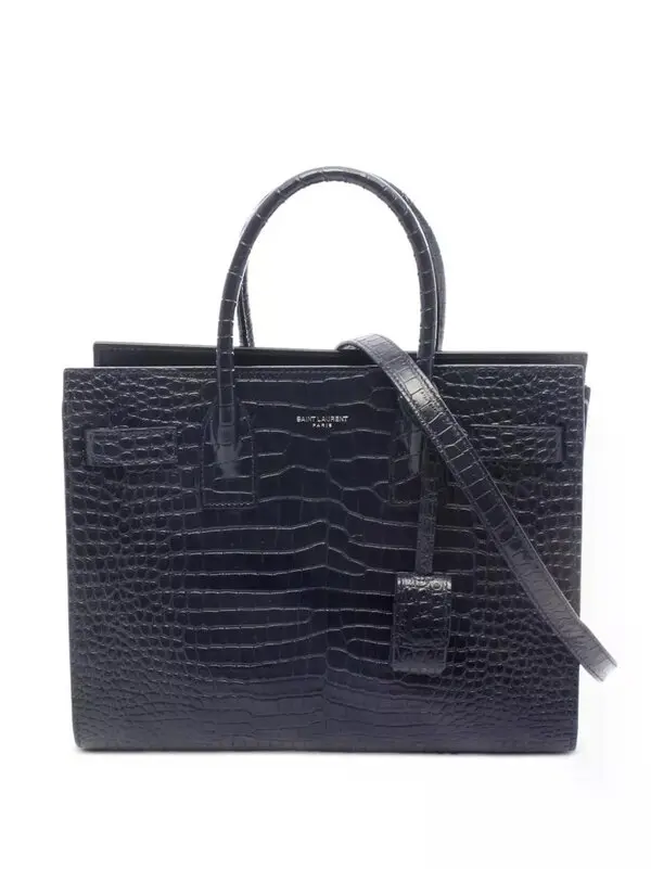 Saint Laurent Sac De Jour Crocodile-embossed Handbag - Blue