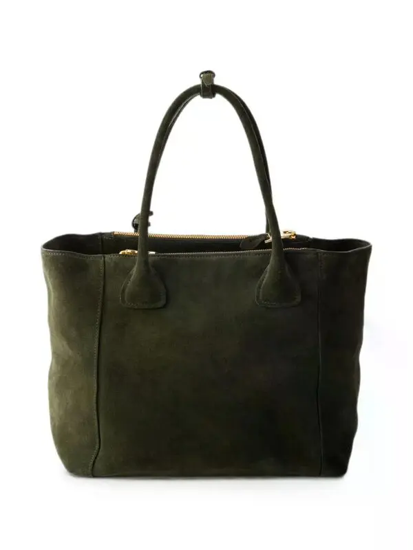 Prada Large Suede Tote Bag - Green