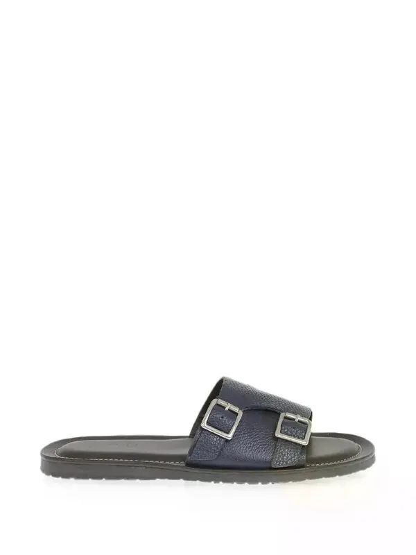Corneliani Hammered-leather Double-buckle Sandals