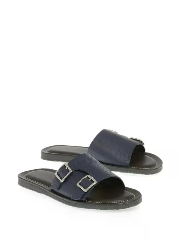 Corneliani Hammered-leather Double-buckle Sandals