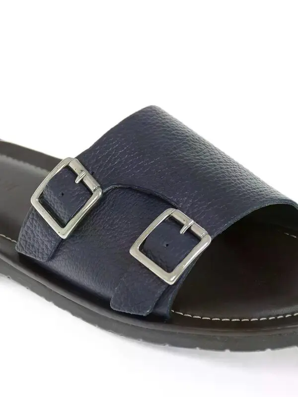 Corneliani Hammered-leather Double-buckle Sandals