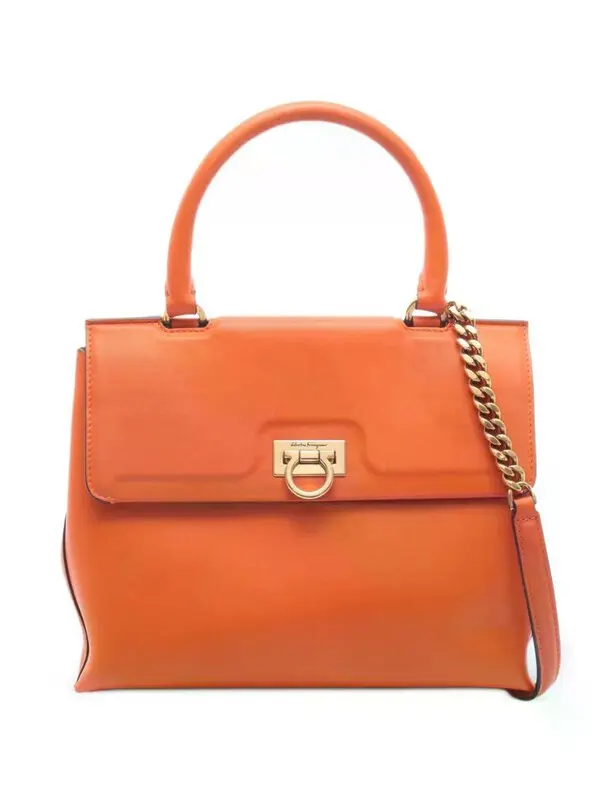 FERRAGAMO Gancini Flip-lock Shoulder Bag - Orange