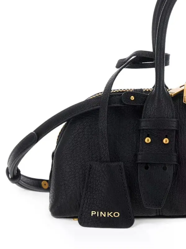 Pinko Grained Leather Love Birds Shoulder Bag