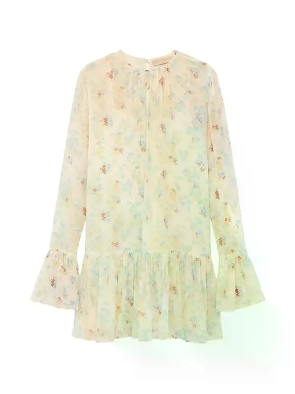 Ulla Johnson Emmeline Floral-print Ruffled Mini Dress - Neutrals