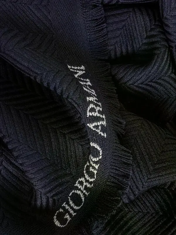 Giorgio Armani Herringbone-pattern Wool Scarf