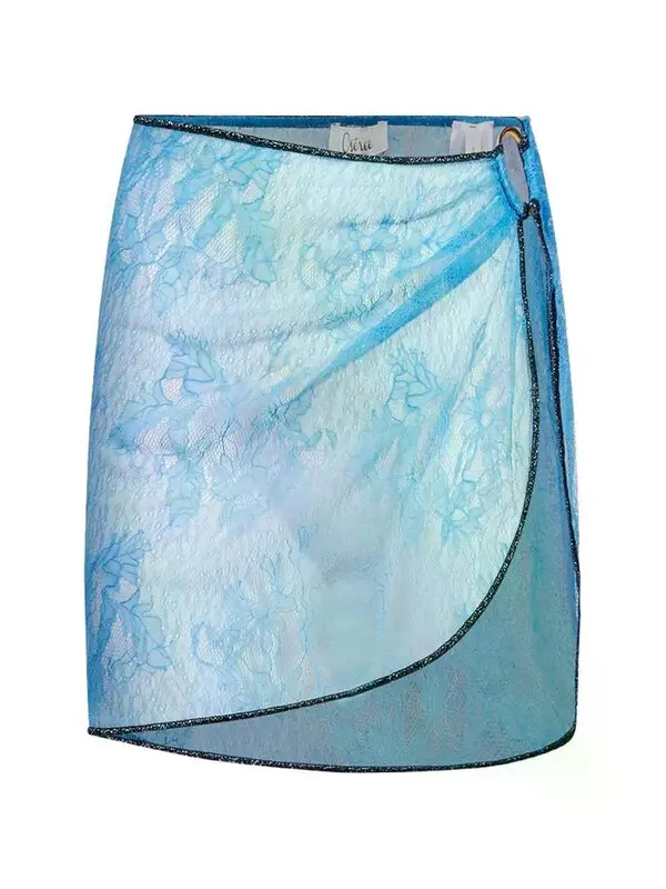 Oseree Lace-overlay Wrap Cover-up Skirt