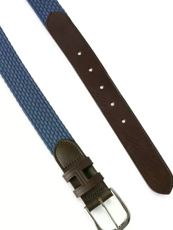 HACKETT LONDON Braided Leather Trim Belt
