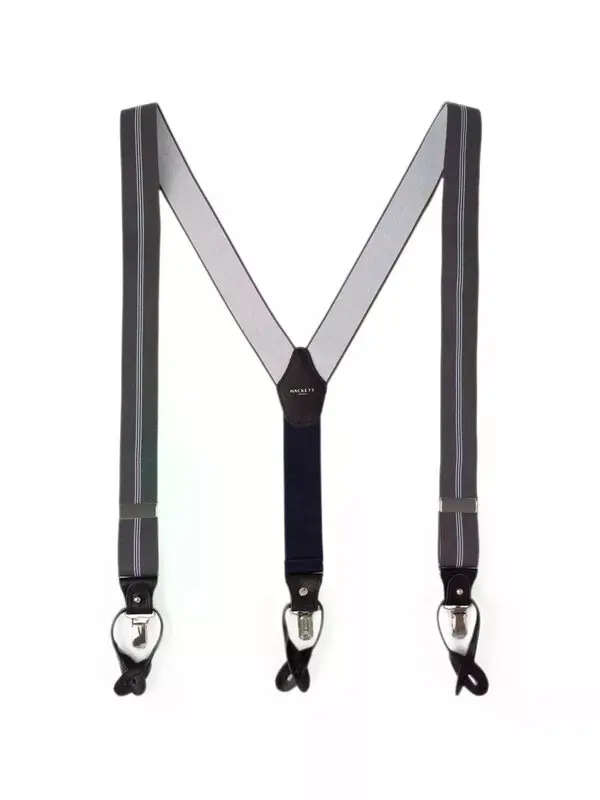 HACKETT LONDON Central Stripe Leather-trim Braces