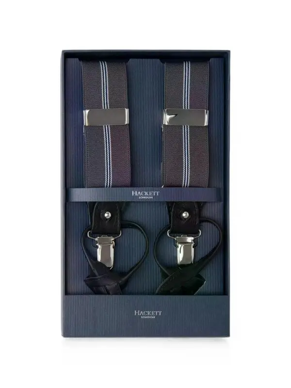 HACKETT LONDON Central Stripe Leather-trim Braces