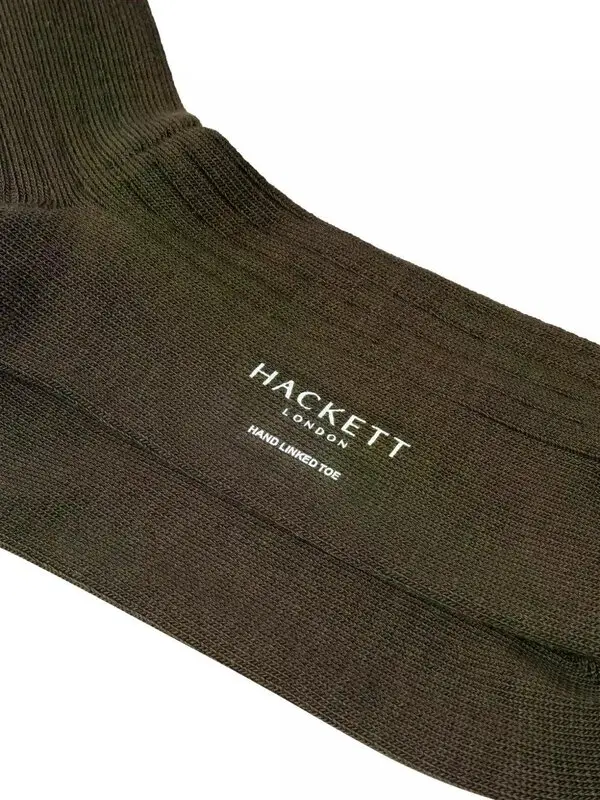 HACKETT LONDON Ribbed Knit Crew Socks With Embroidered Logo