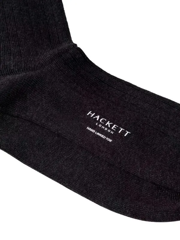 HACKETT LONDON Logo Embroidered Ribbed Knit Socks