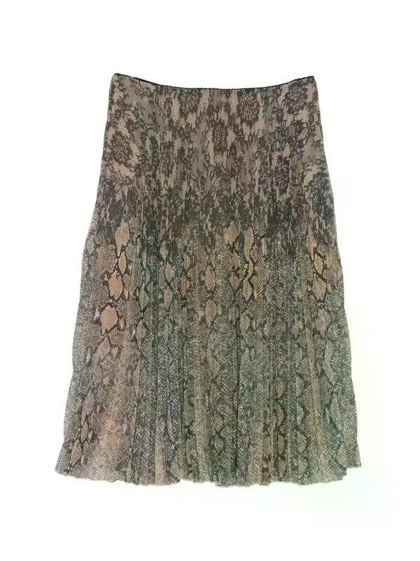 ERMANNO FIRENZE Snake-print Pleated Midi Skirt