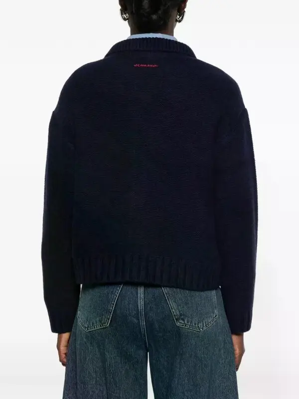 ERMANNO FIRENZE Argyle Knit Collared Cardigan