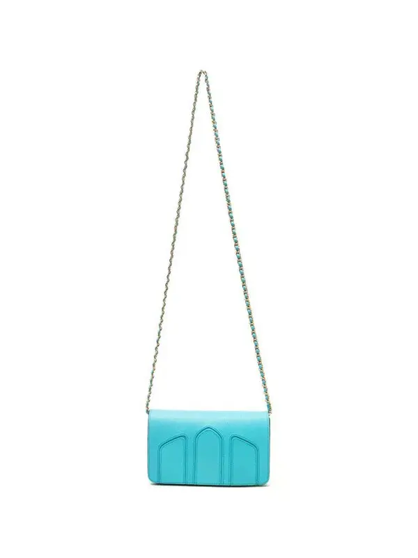 DELAGE Grained Leather Cross Body Bag With Chain Strap