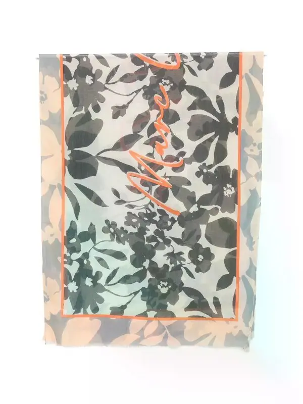 Marc O'polo Floral-print Logo-motif Scarf - Grey
