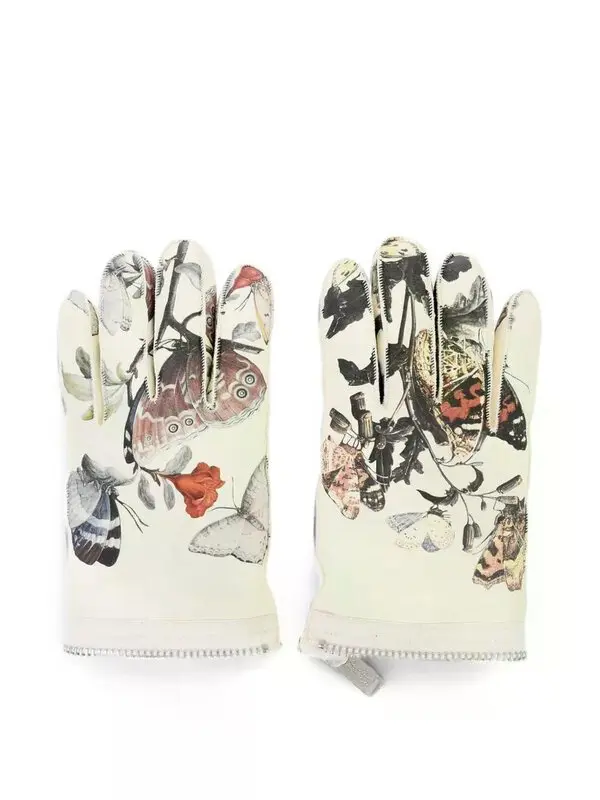 Undercover Modular Butterfly Printed Leather Gloves
