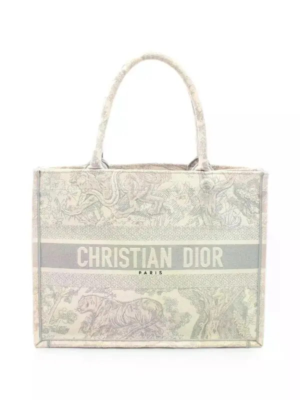 Dior 2000s Medium Book Tote Toile De Jouy Tote Bag - Neutrals