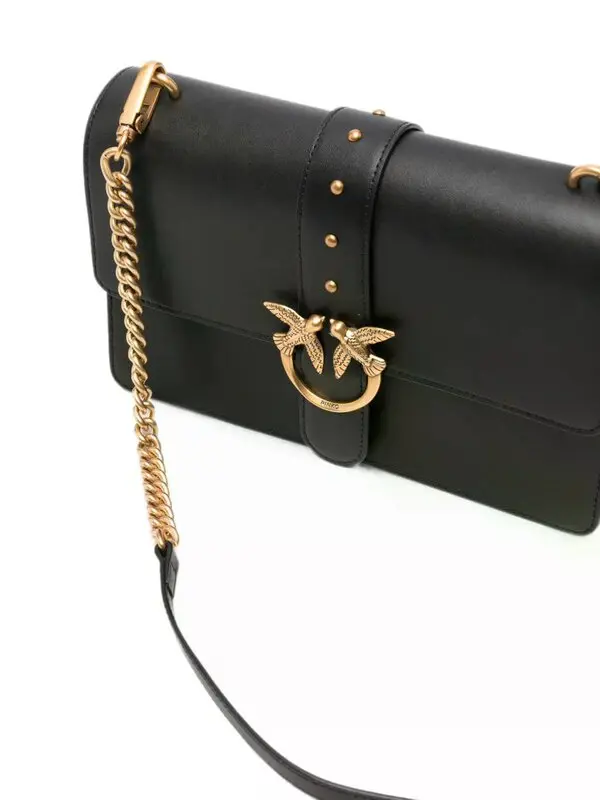 Pinko Love Birds Studded Leather Shoulder Bag