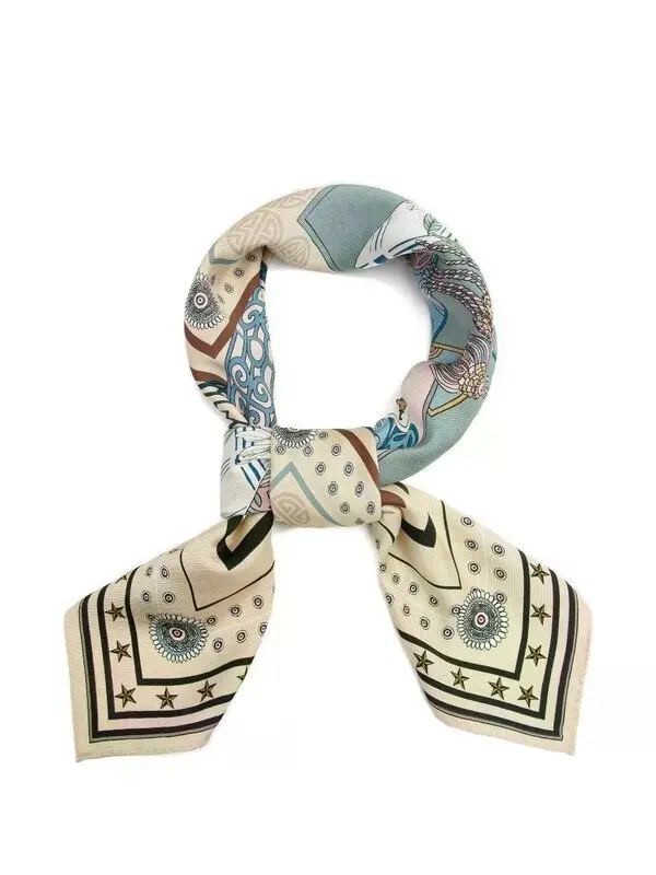 Shanghai Tang A Winning Hand Silk Foulard - Neutrals