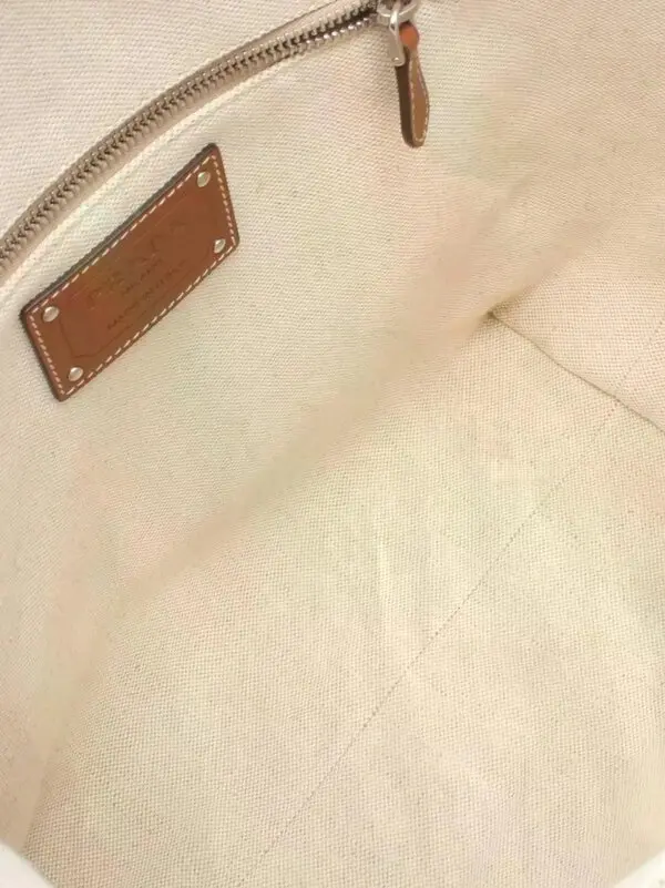 Prada Logo Print Canvas Tote Bag