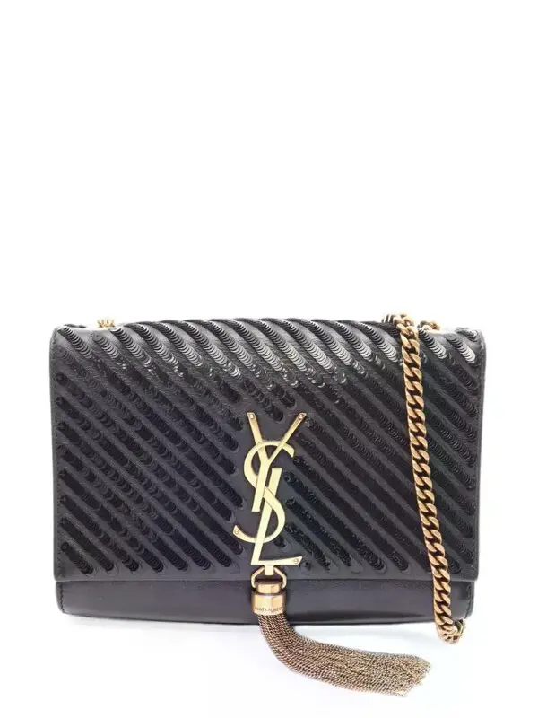 Saint Laurent Sequined Tassel Mini Shoulder Bag - Black