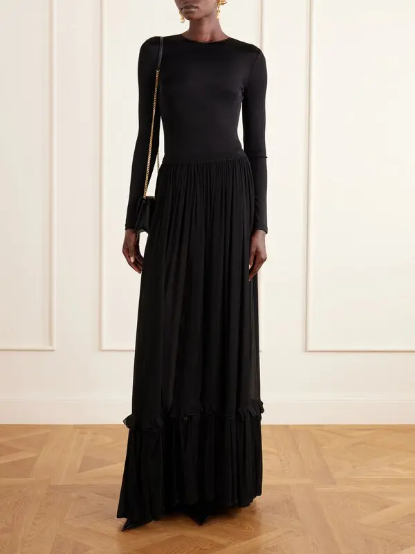 Saint Laurent Cassandre Embellished Mesh Bodysuit