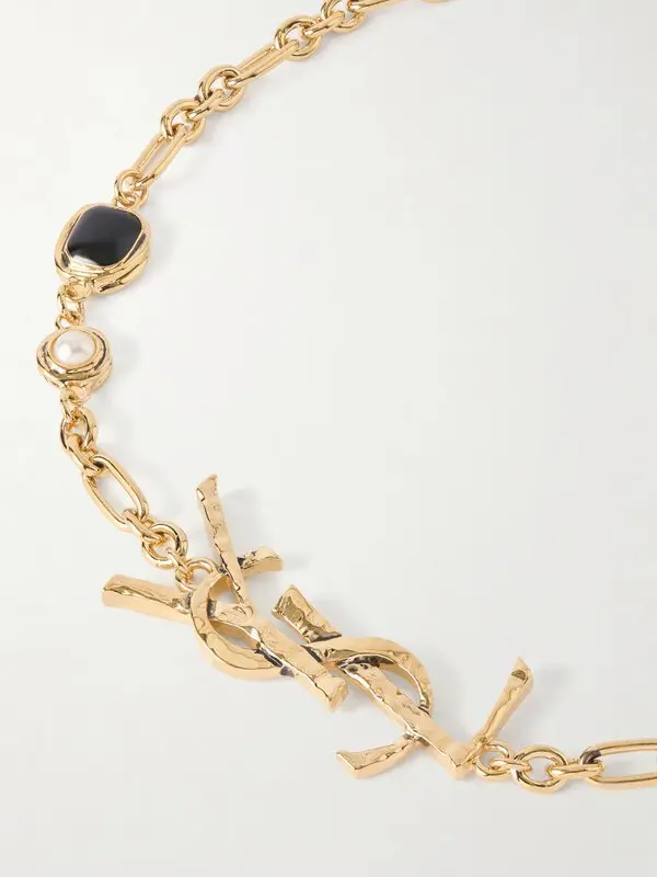 Saint Laurent Cassandre Enamel Necklace