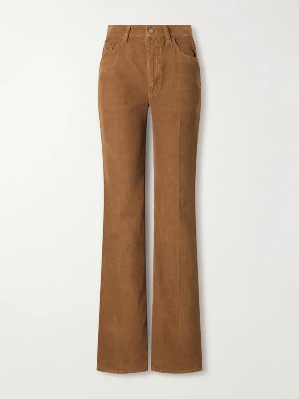 Saint Laurent High-rise Cotton-corduroy Flared Trousers