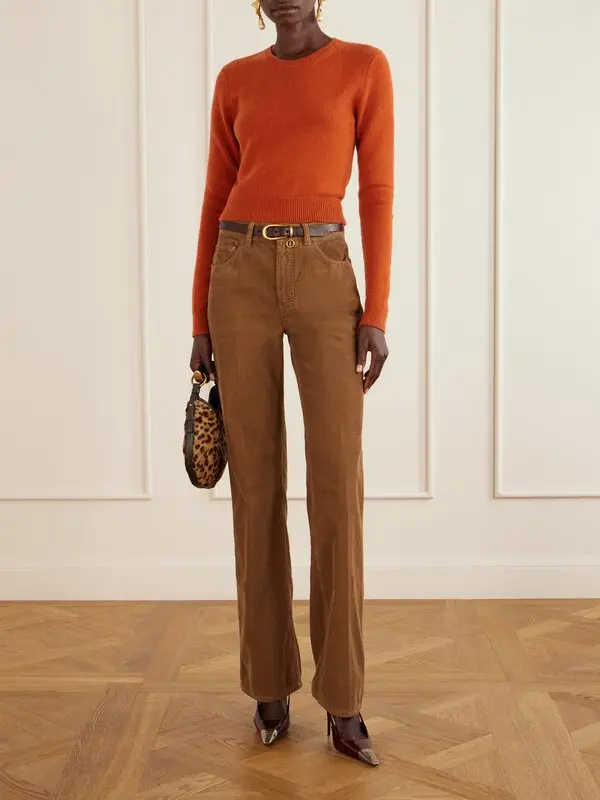 Saint Laurent High-rise Cotton-corduroy Flared Trousers