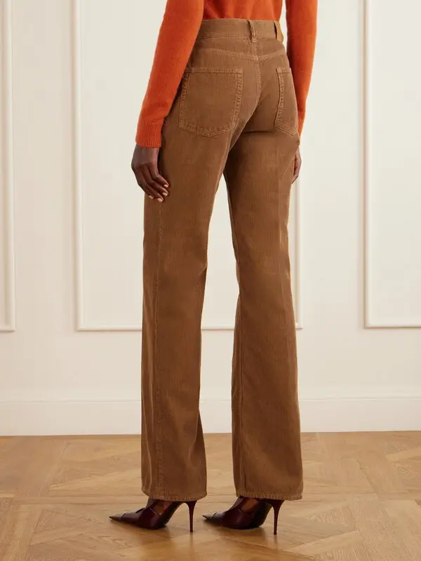 Saint Laurent High-rise Cotton-corduroy Flared Trousers