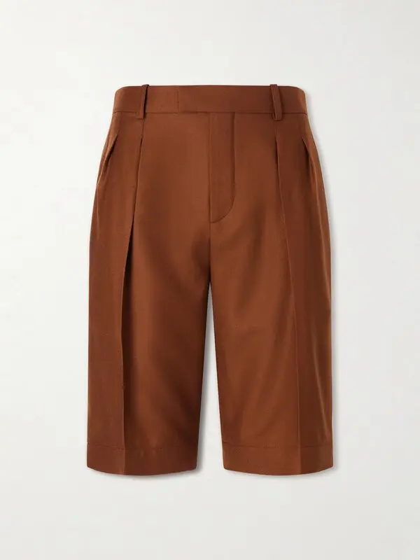 Saint Laurent Pleated Cashmere Tailored Shorts