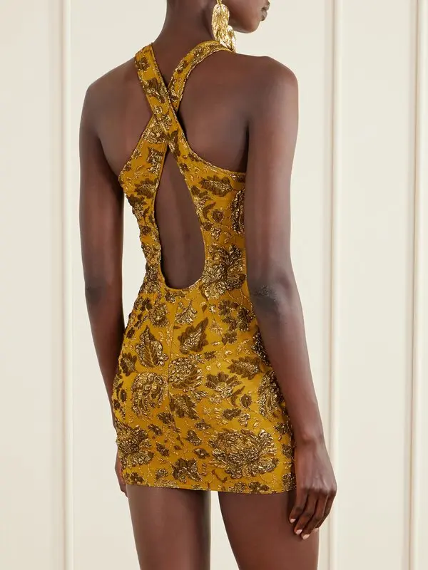 Saint Laurent Jardin Brocade Stretch Mini Dress
