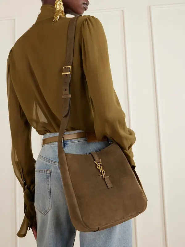 Saint Laurent Le 5 À 7 Suede Shoulder Bag - Green