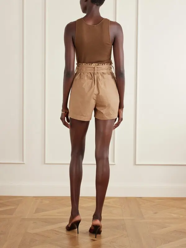 Saint Laurent Belted High-rise Cotton-twill Shorts