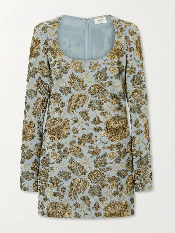 Saint Laurent Jardin Brocade Mini Dress