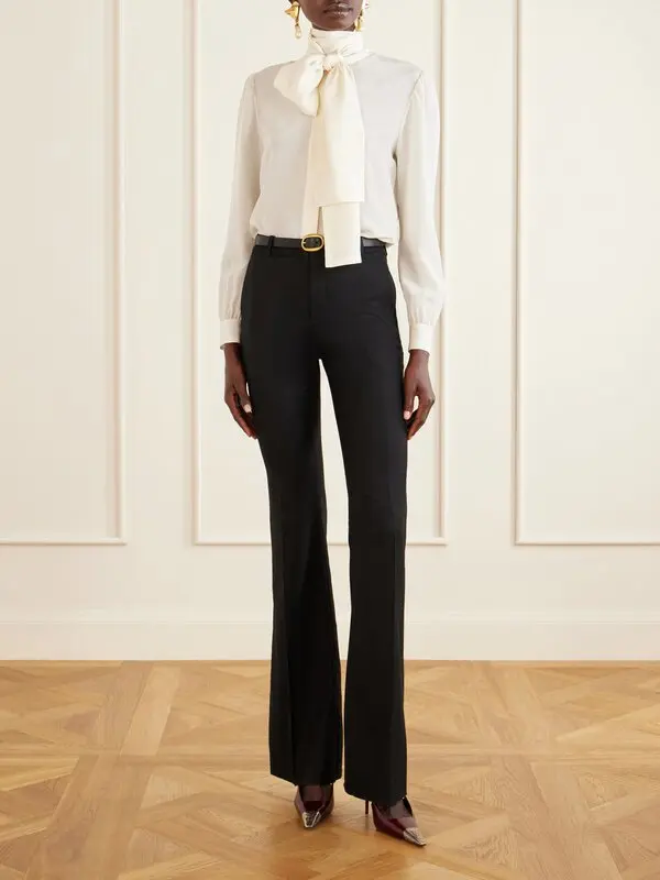 Saint Laurent Tie-detailed Silk Crepe De Chine Blouse
